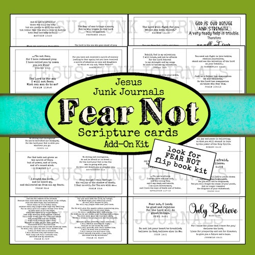 FEAR NOT Scripture Cards Add-on Kit Bible Ephemera - Etsy