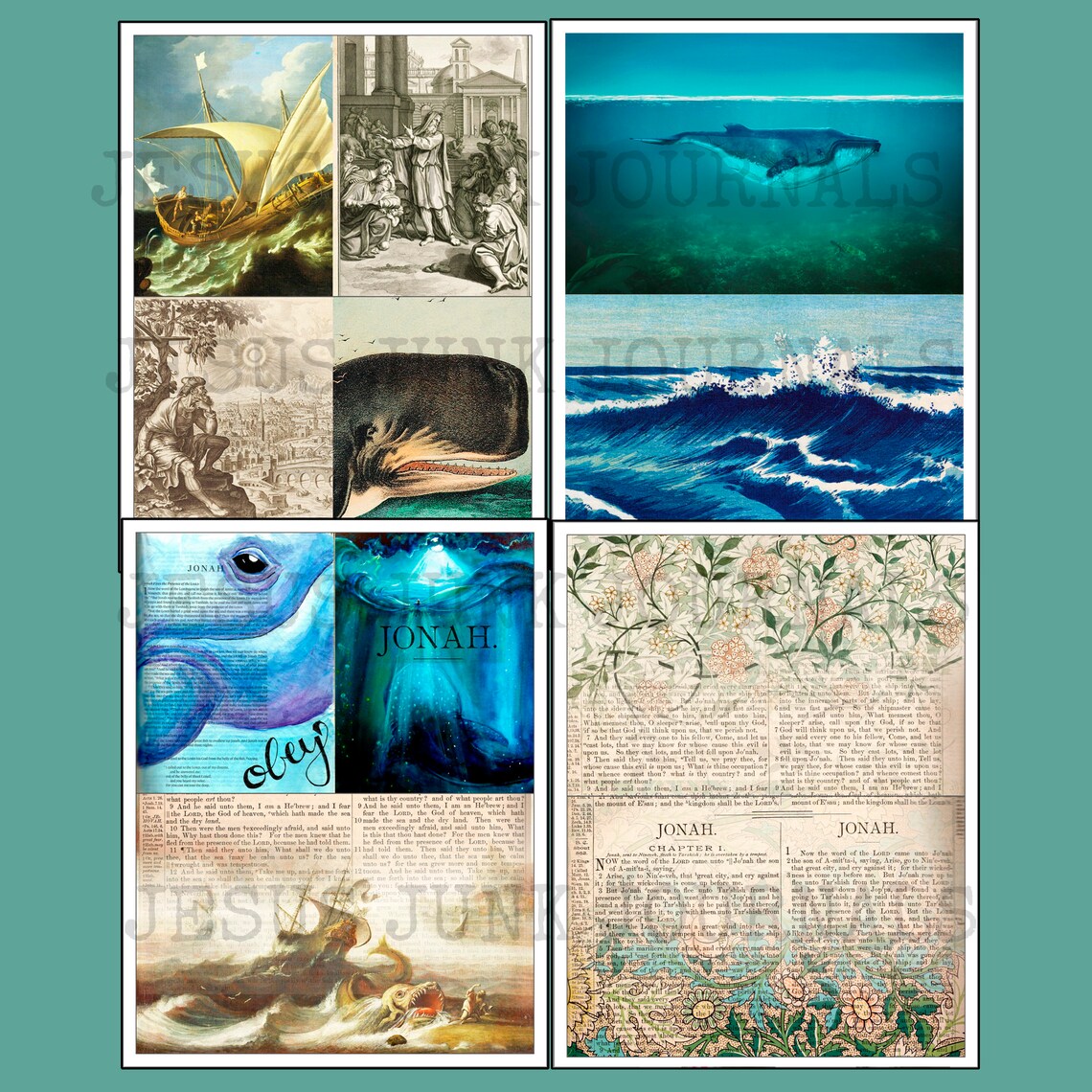 The Book of Jonah Mini-journal, Digital Junk Journal Kit, Christian ...
