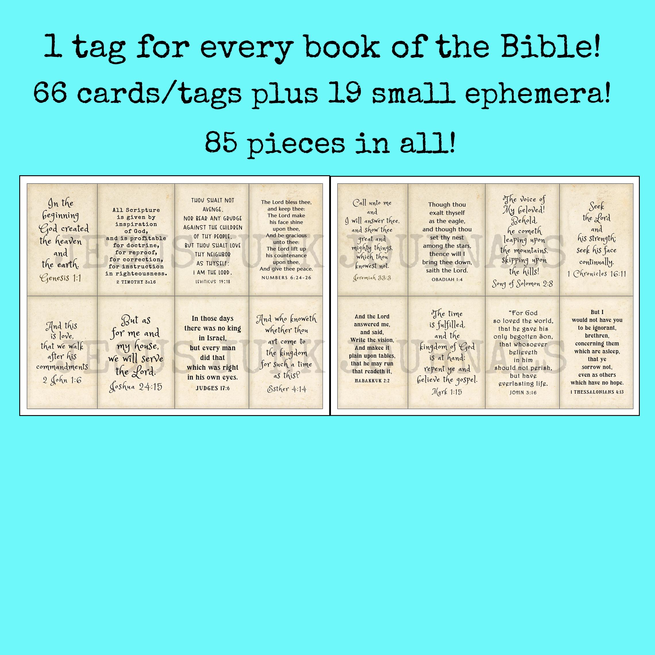 Books of the Bible Tags, KJV Version, 1 for Each Book of the Bible Plus ...