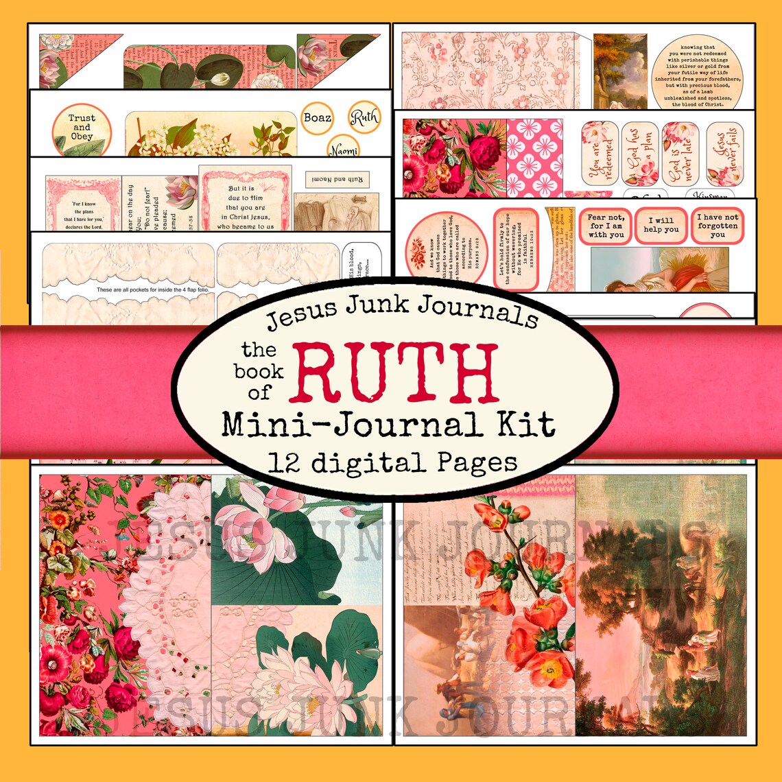 Book of RUTH Mini-journal Digital Kit, 12 Pages Makes 32 Page Mini ...
