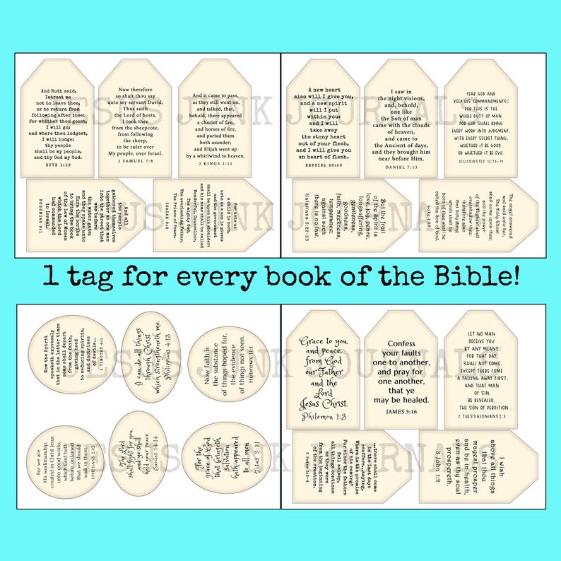 Books of the Bible Tags, KJV Version, 1 for Each Book of the Bible Plus ...