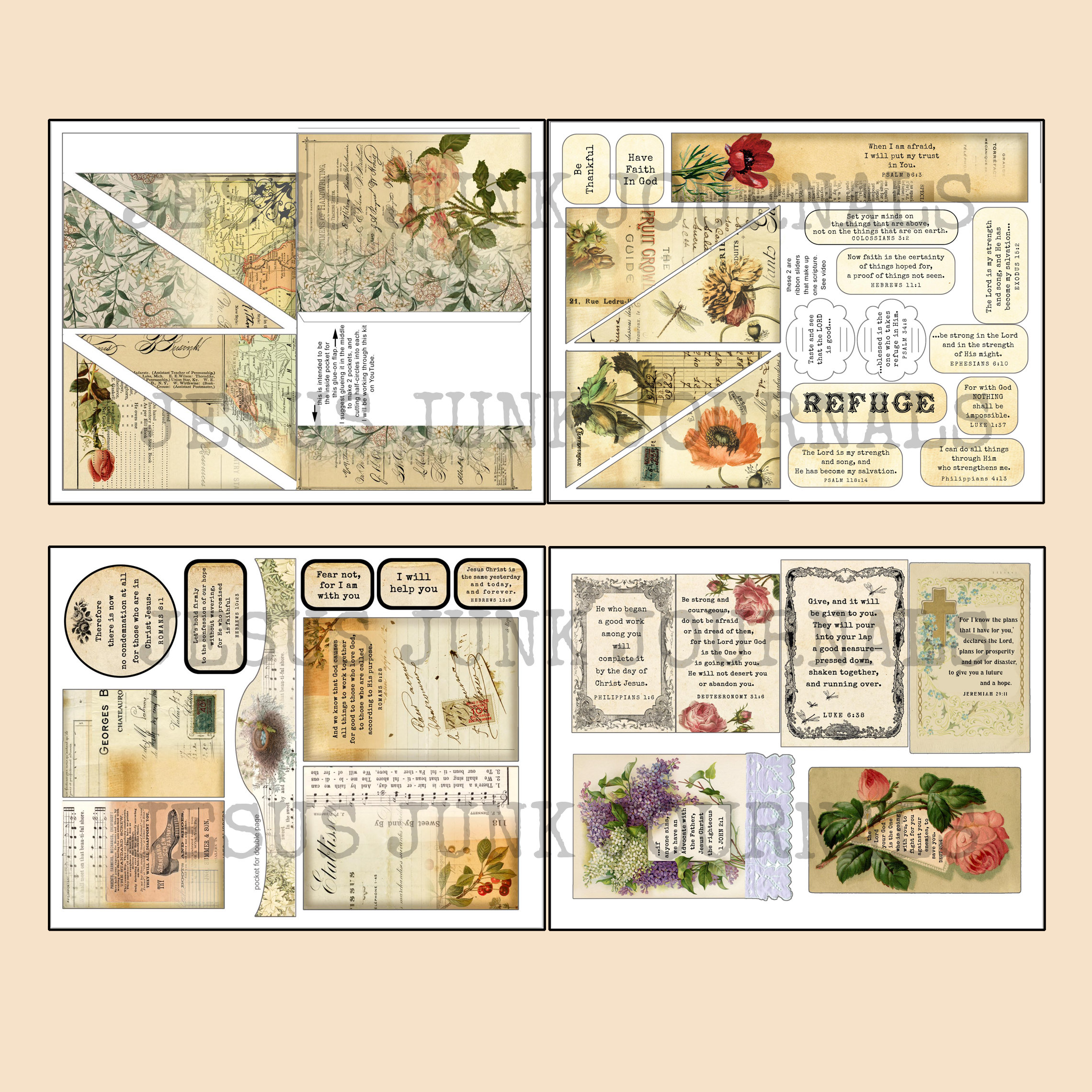 ENCOURAGE Mini-journal Kit, Digital Junk Journal Kit, Jesusjunkjournals ...