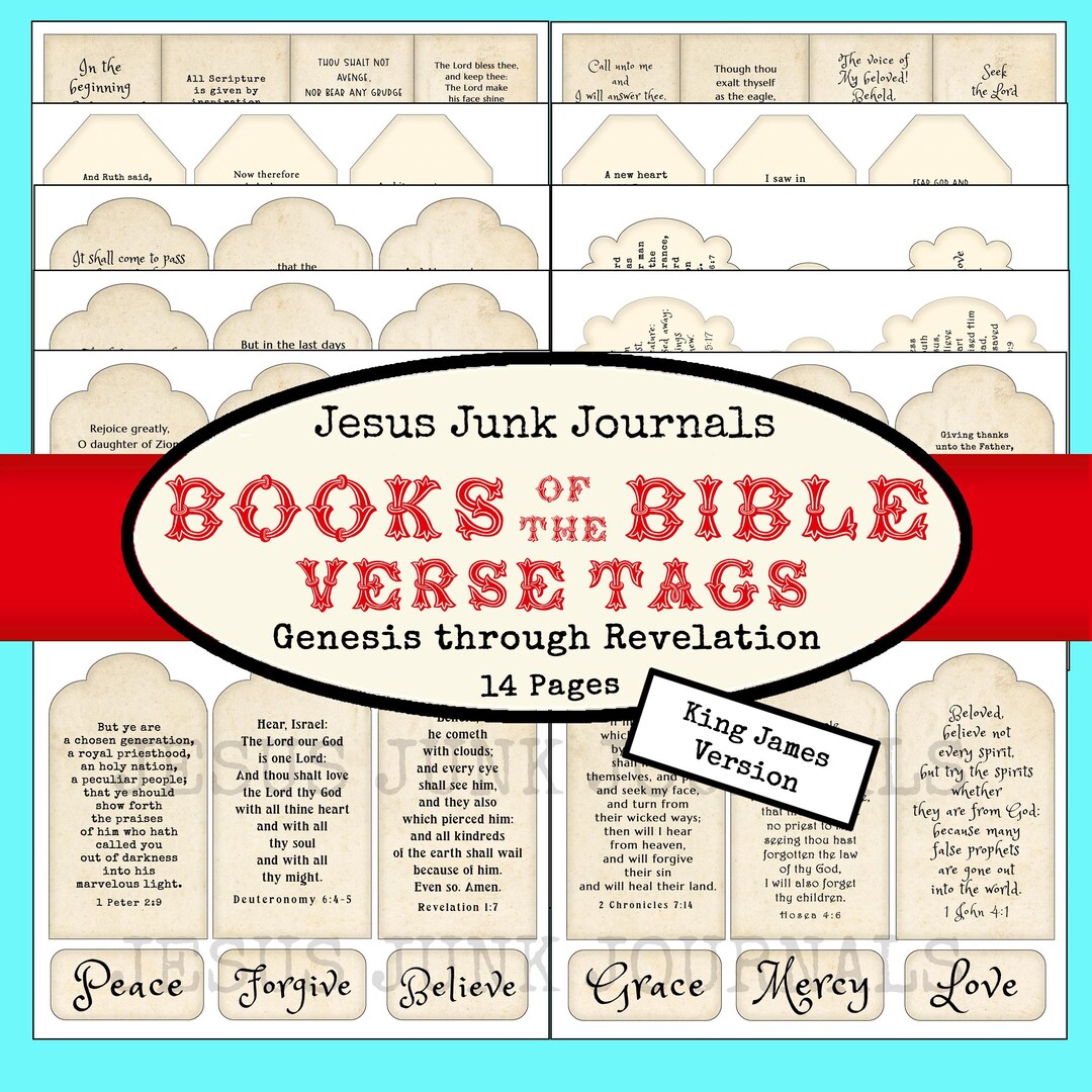 Books of the Bible Tags, KJV Version, 1 for Each Book of the Bible Plus ...