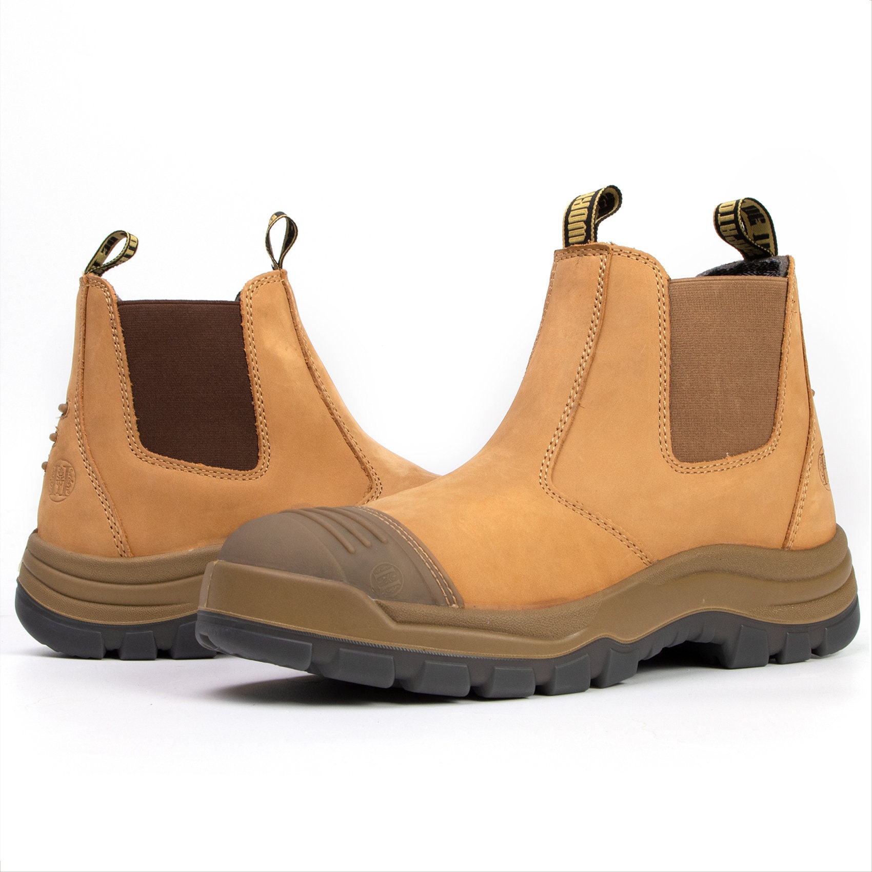 Handmen Tan/wheat Work Boots for Men, Steel/soft Toe Waterproof Working ...