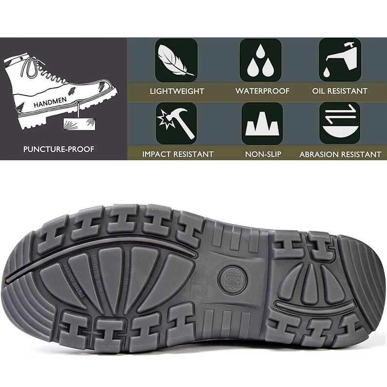 Handmen Tan/wheat Work Boots for Men, Steel/soft Toe Waterproof Working Boots, Slip Resistant ...