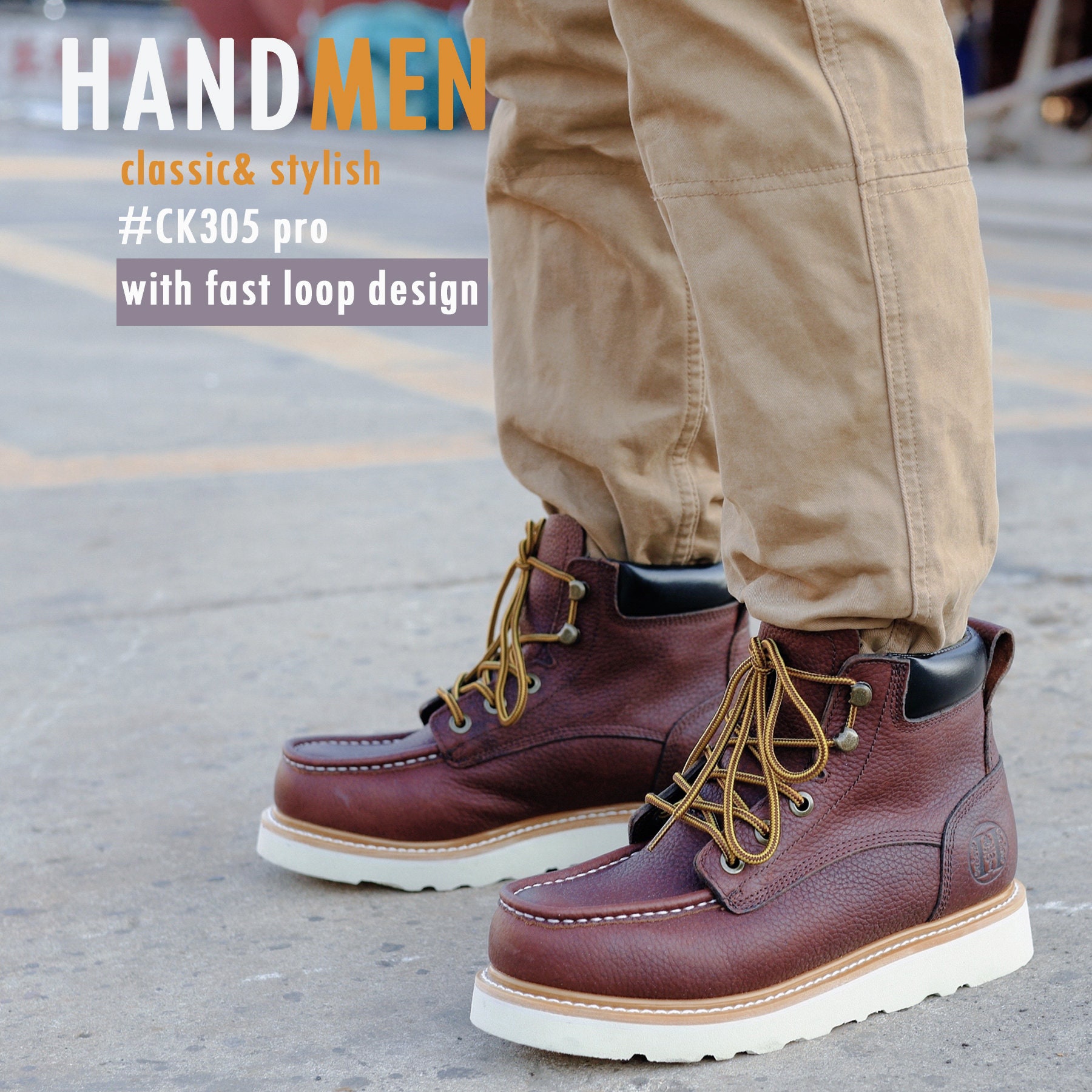 HANDMEN Work Boots for Men 6 Soft Toe Mens Work Boots, Non-slip Water ...
