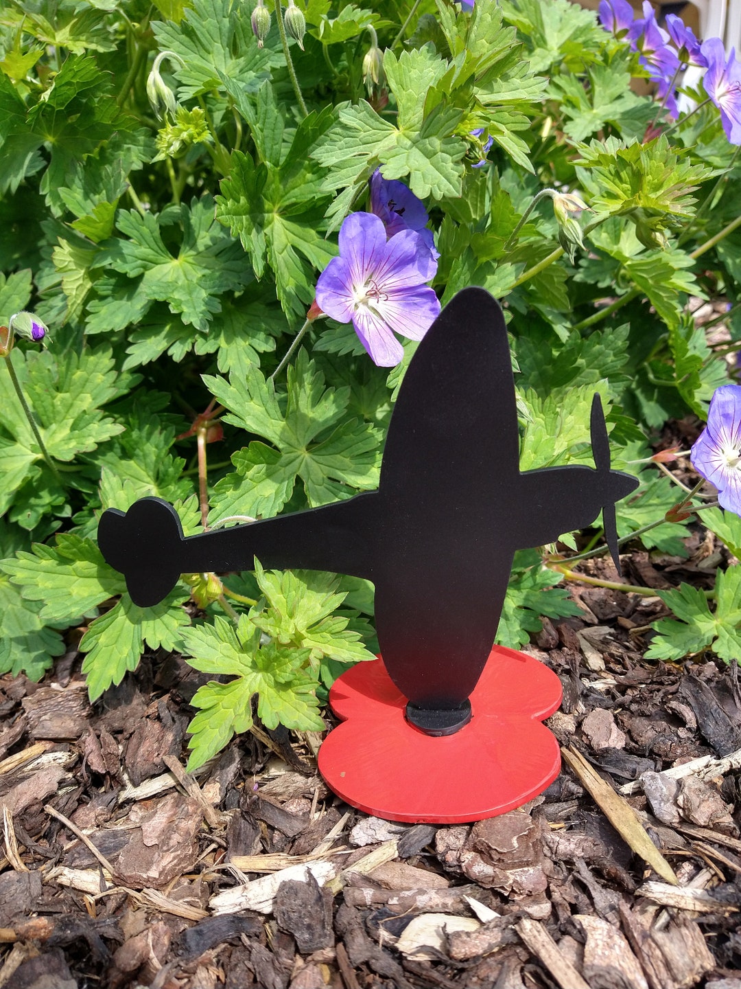 Spitfire Silhouette on a Red Poppy Base Indoor Outdoor Figurine Heroes ...