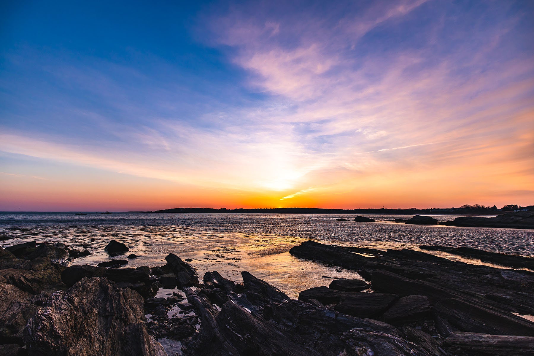 Kettle Cove Sunset in Cape Elizabeth Maine State Park Metal Print ...