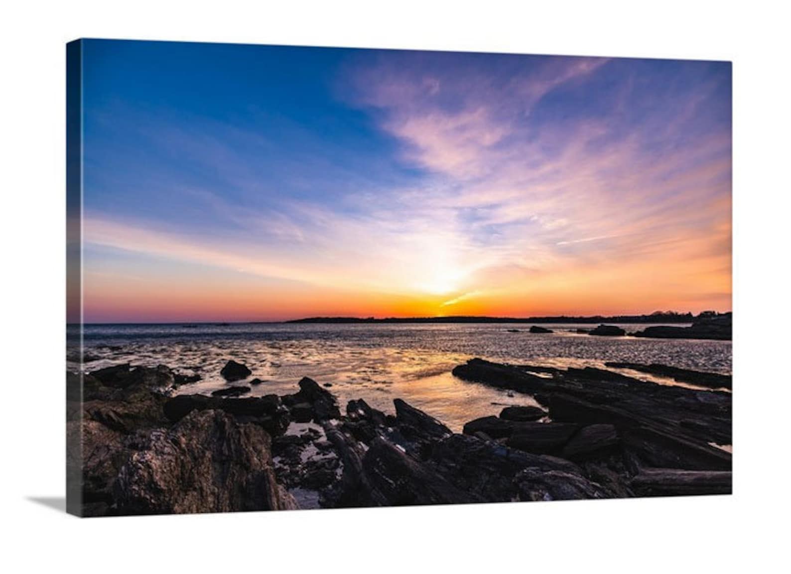 Kettle Cove Sunset in Cape Elizabeth Maine State Park Metal Print ...