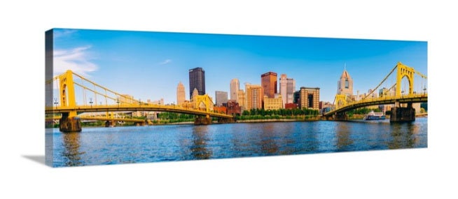 Panorama of Downtown Pittsburgh Pennsylvania Roberto Clemente and Andy ...