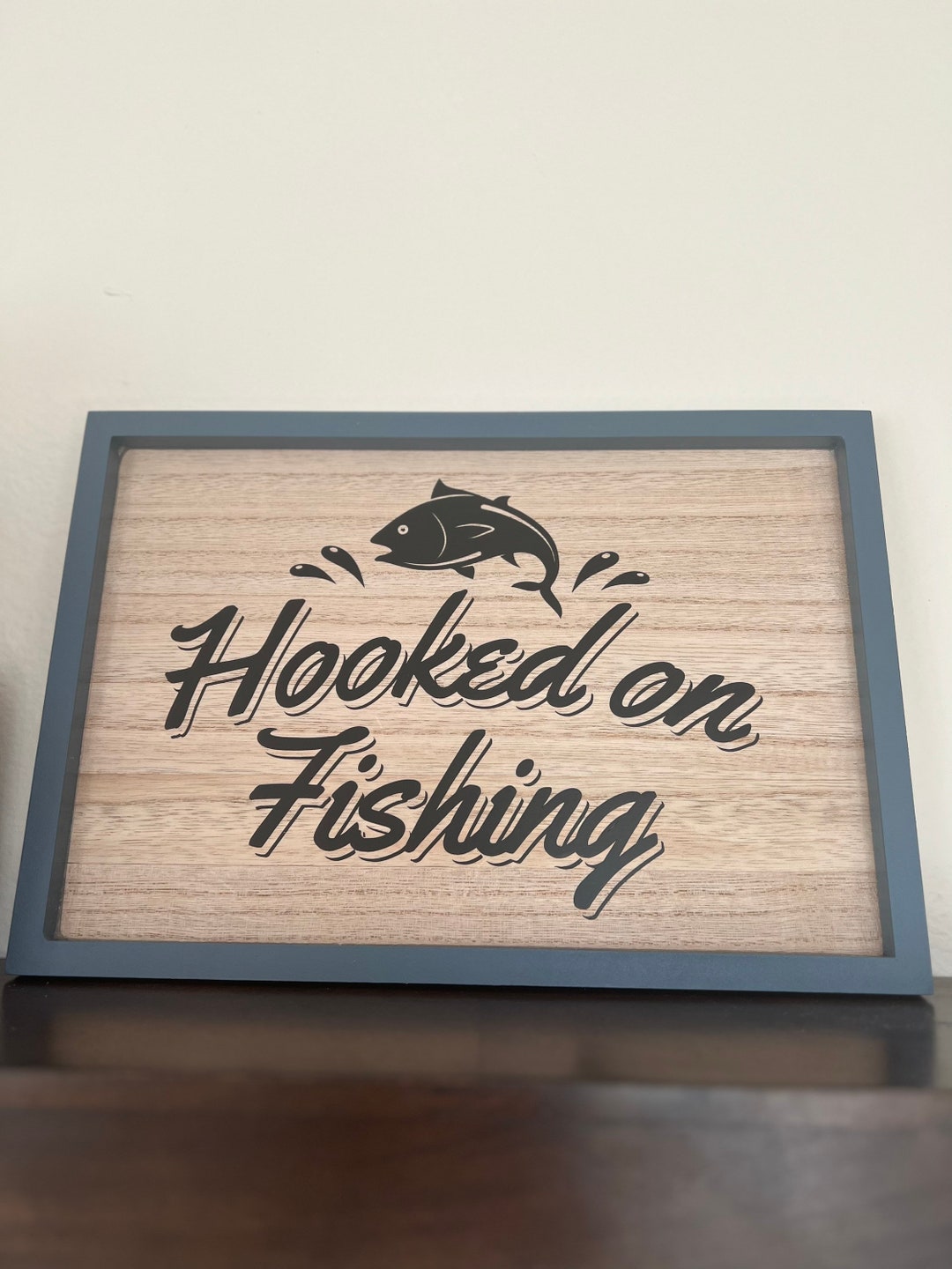 Hooked on Fishing Wood Frame - Etsy