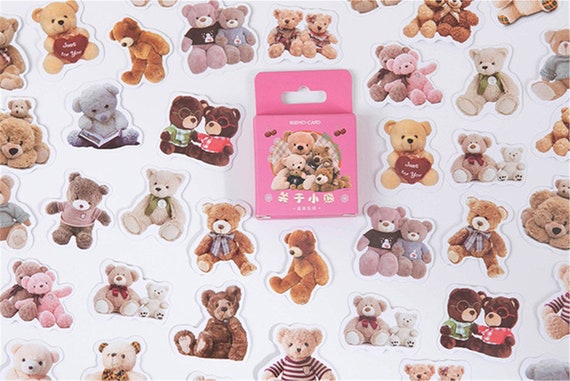 46 PCS Cute Bear Stickers Cartoon Stickers Decoration | Etsy
