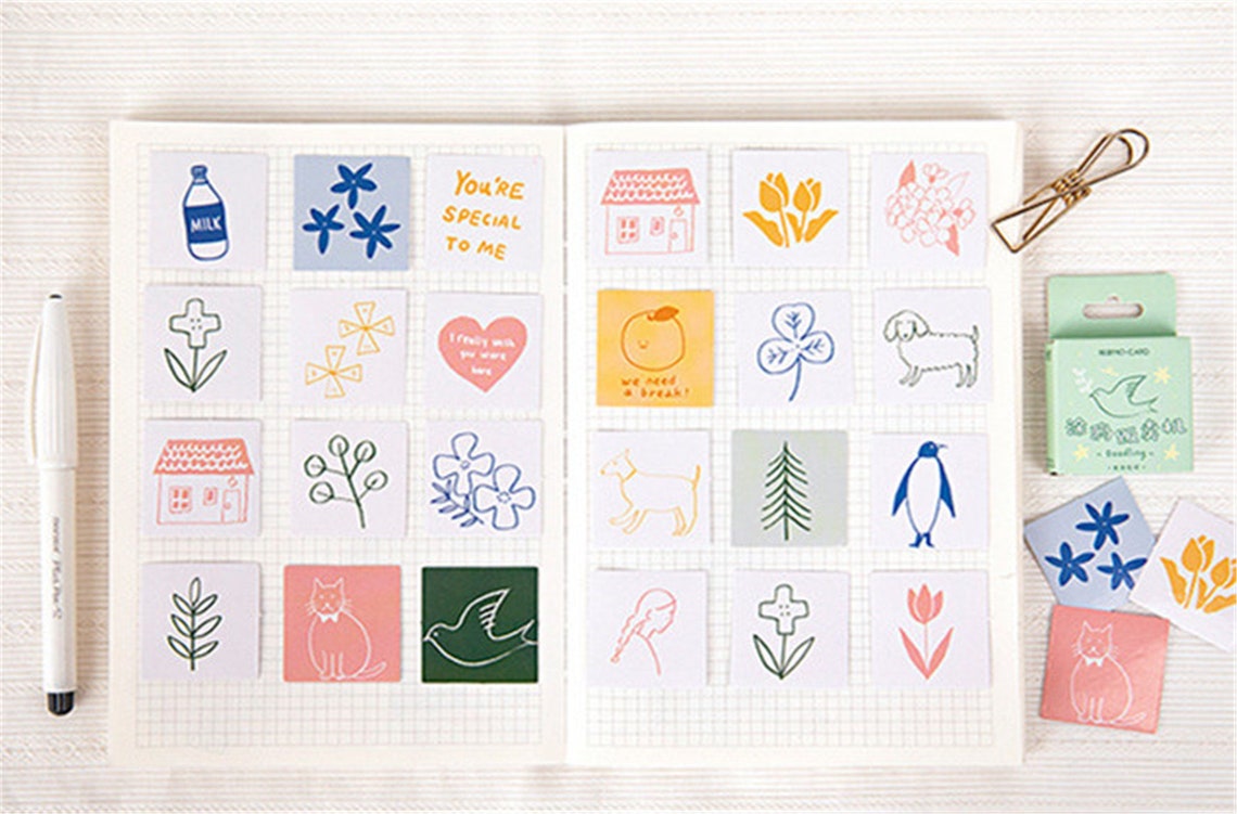46 PCS Doodle Stickers Simple Stickers Simple Drawing | Etsy