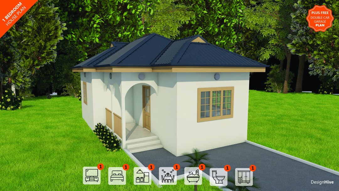 Buy Tiny House Design Plan 1 Bedroom & 1 Loft Bedroom Modern Cabin ...