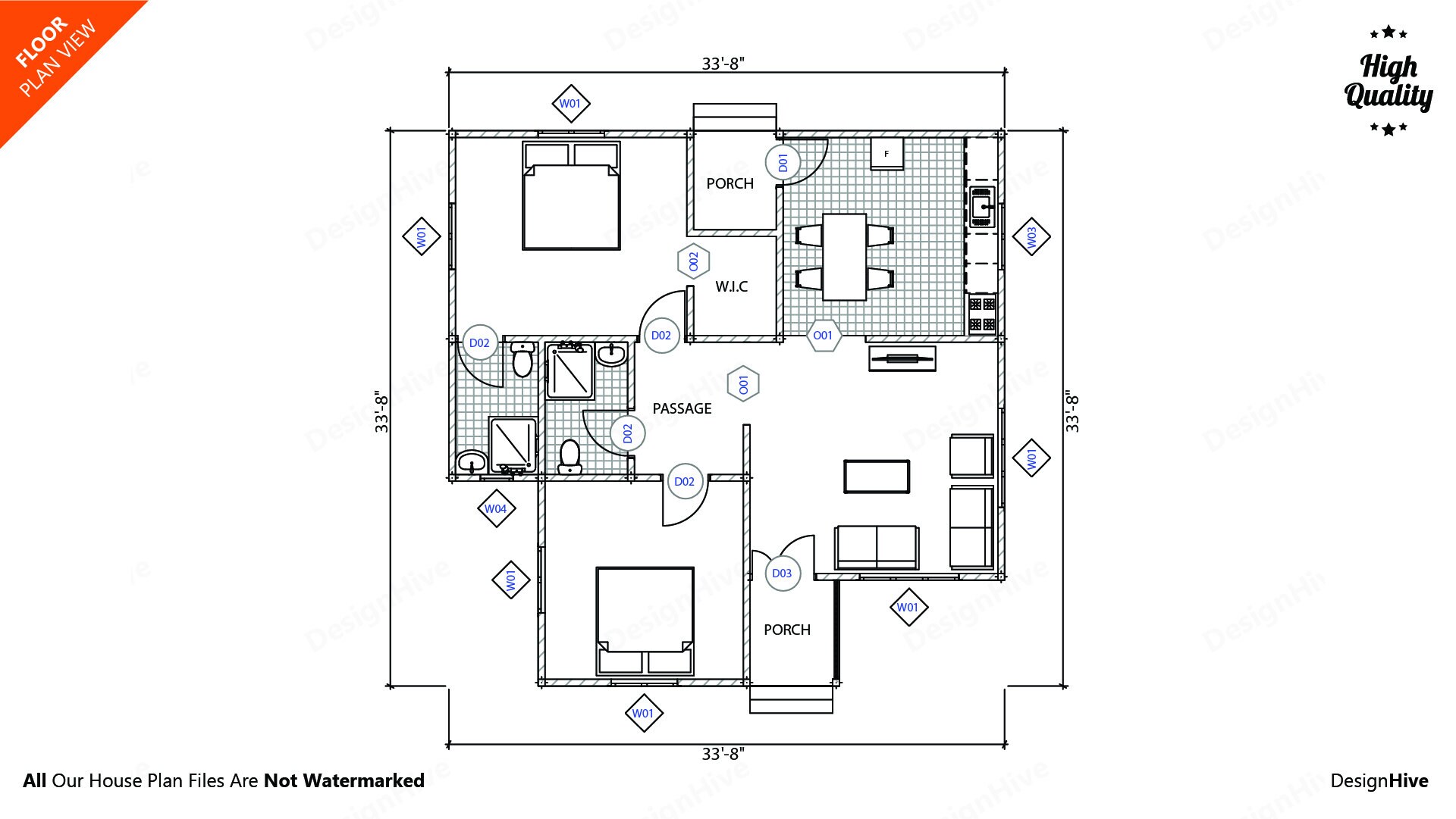 Modern 2-bedroom Tiny House Plan Small Cabin Blueprint for Sale ...
