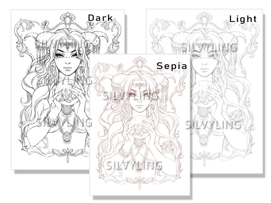 Fortune Teller, Wicth, Figment Colouring Page Coloring Pages Lineart ...