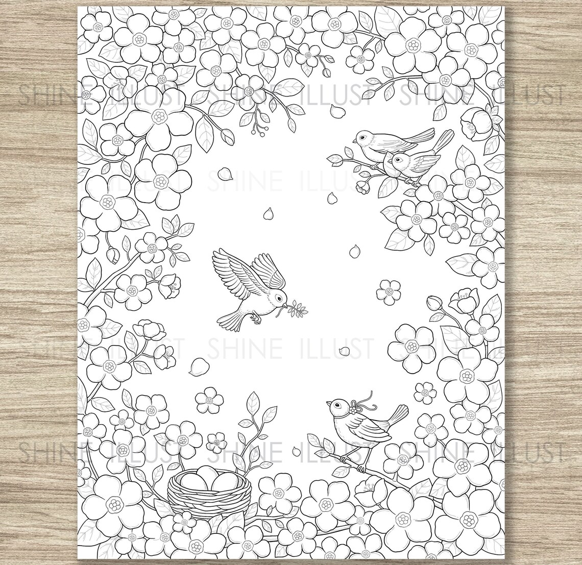Printable Coloring, Flower, Bird Coloring, Spring Flower, Coloring ...