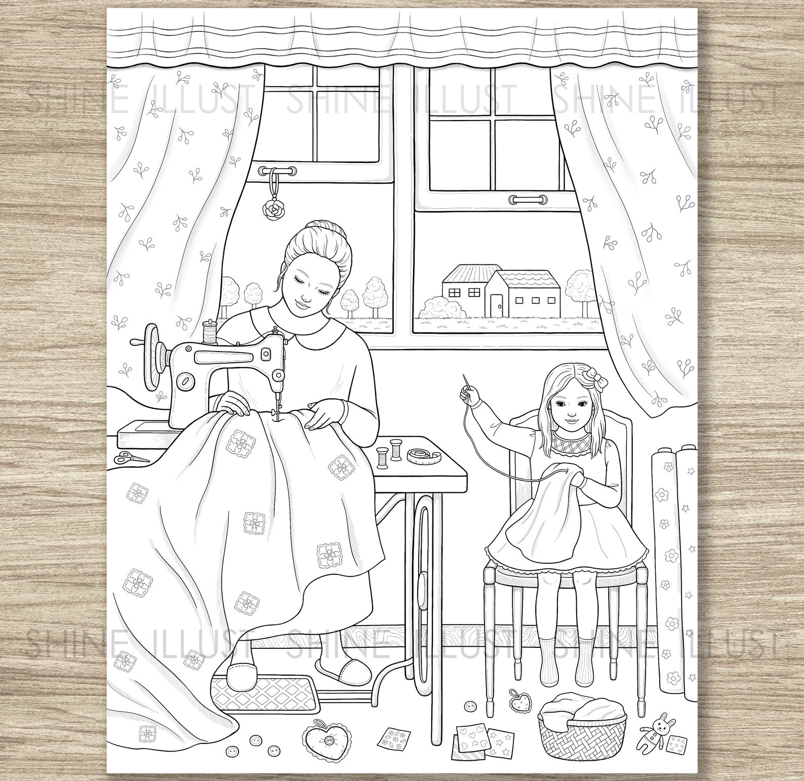 Making Clothes Printable Coloring Page Sewing Machine Mom | Etsy