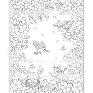 Printable Coloring, Flower, Bird Coloring, Spring Flower, Coloring ...