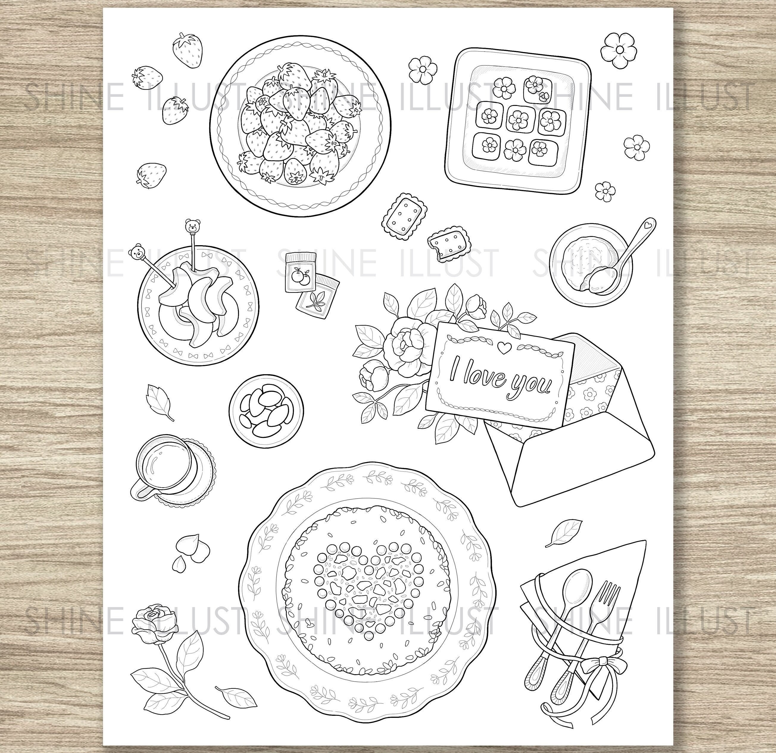 Printable Coloring Page, Food Coloring Pages, Fruit, Cookie, Letter ...