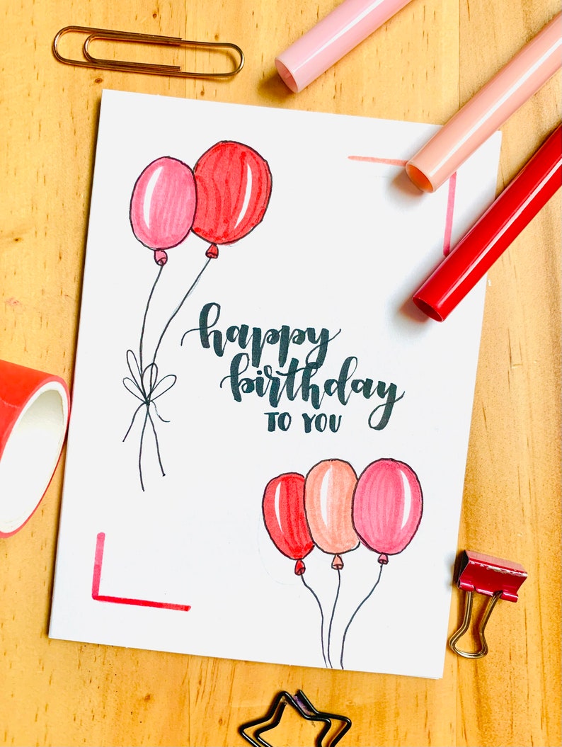 Red Balloon Birthday Card with Envelope - Etsy Canada