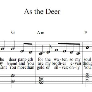 As the Deer Digital Sheet Music Easy Piano Vocal Guitar Chords Big Note ...