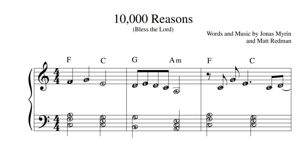 10,000 Reasons Bless the Lord Oh My Soul Matt Redman Digital Sheet ...