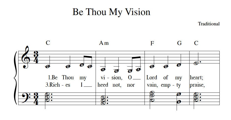 Be Thou My Vision - Easy Piano, Vocal, Guitar Chords - Beautiful Hymn ...