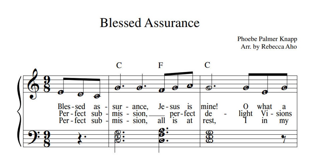 Blessed Assurance Jesus Is Mine Hymn Level 2b Easy Piano Big Note Ez