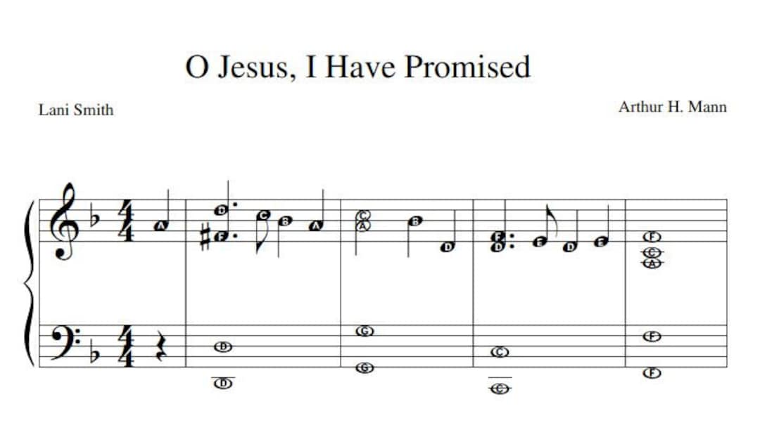 O Jesus I Have Promised Piano Vocal DIGITAL Sheet Music Intermediate ...