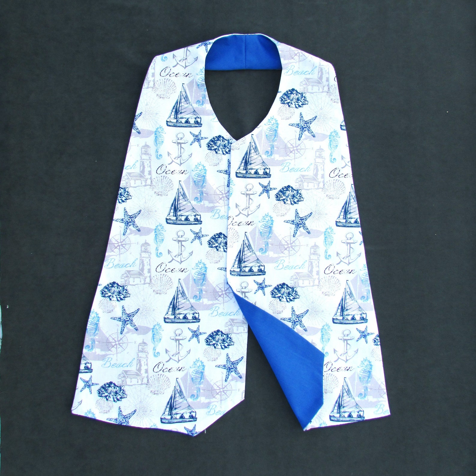 Adult Bib, Adult Dining Vest, Nautical Adult Bib, Blue & White Bib ...