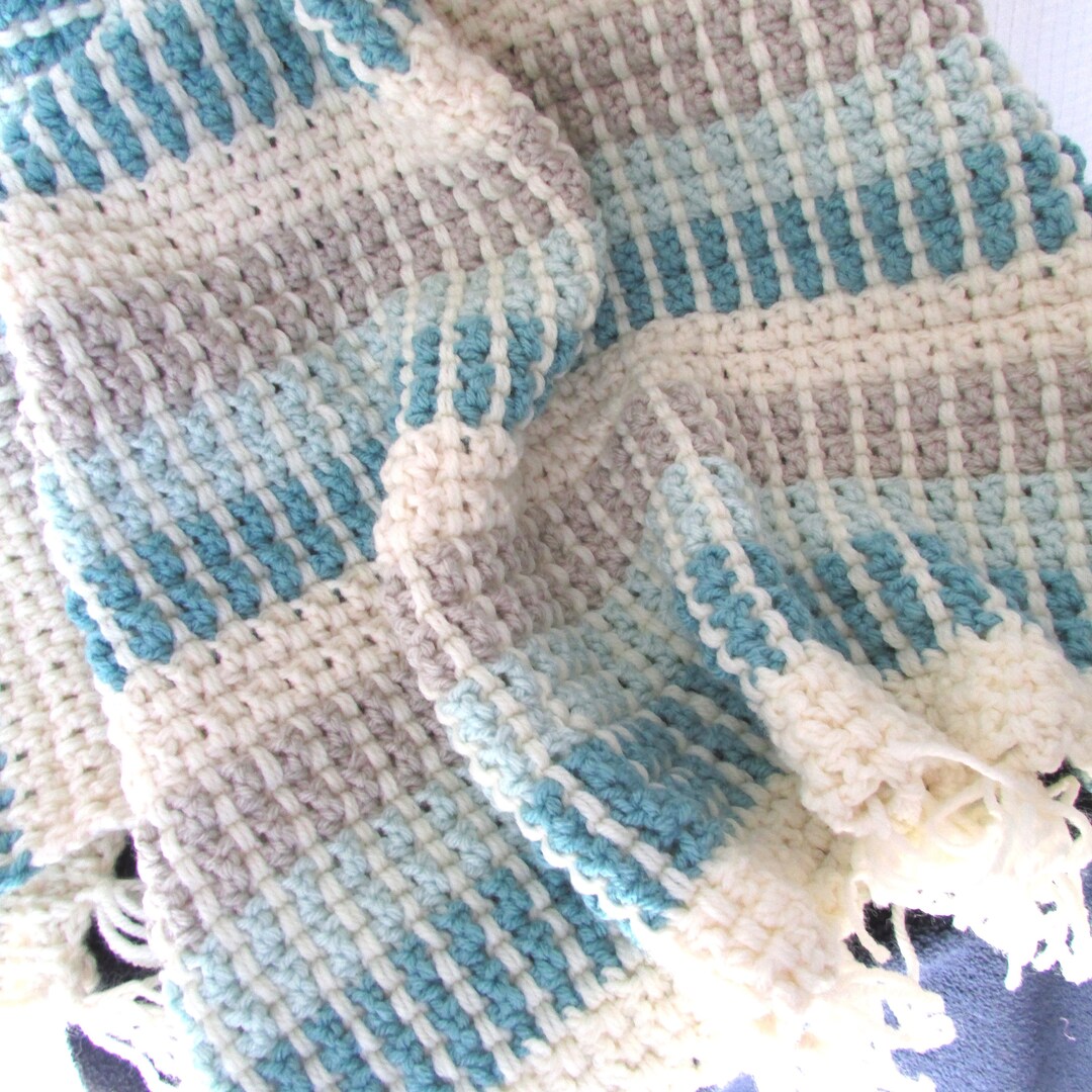 Striped Lap Robe, Crocheted Lap Robe, Leg & Knee Warmer, Wheelchair ...