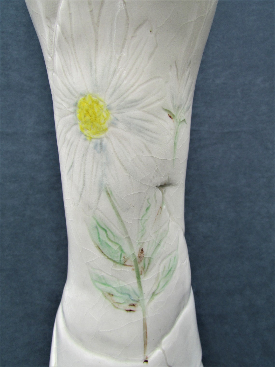 Porcelain Daisy Vase, Fine Art Ceramics, 12 Inch Daisy Vase, White ...