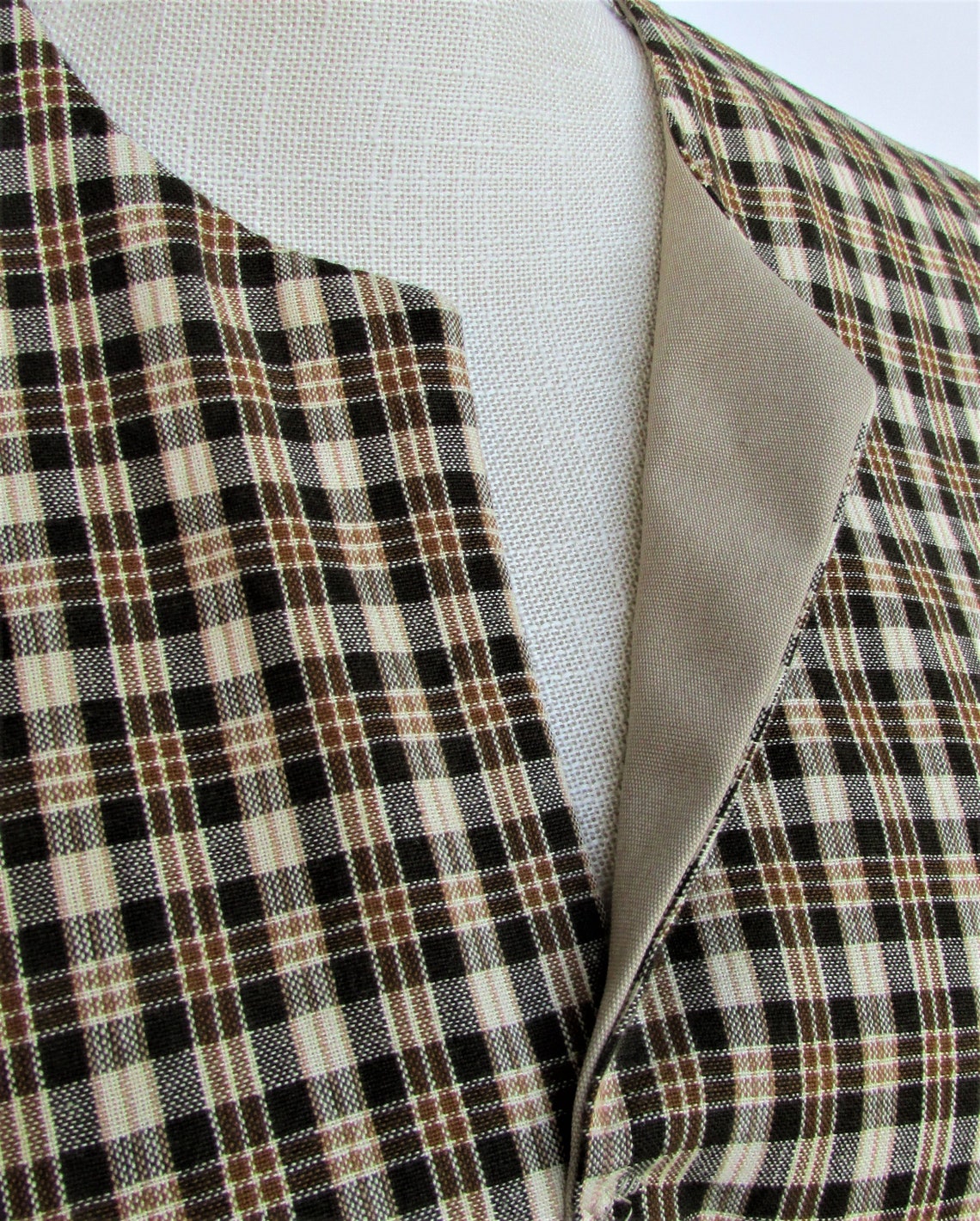 Adult Bib, Adult Dining Vest, Brown Plaid Bib, Gentleman's Dining Vest ...