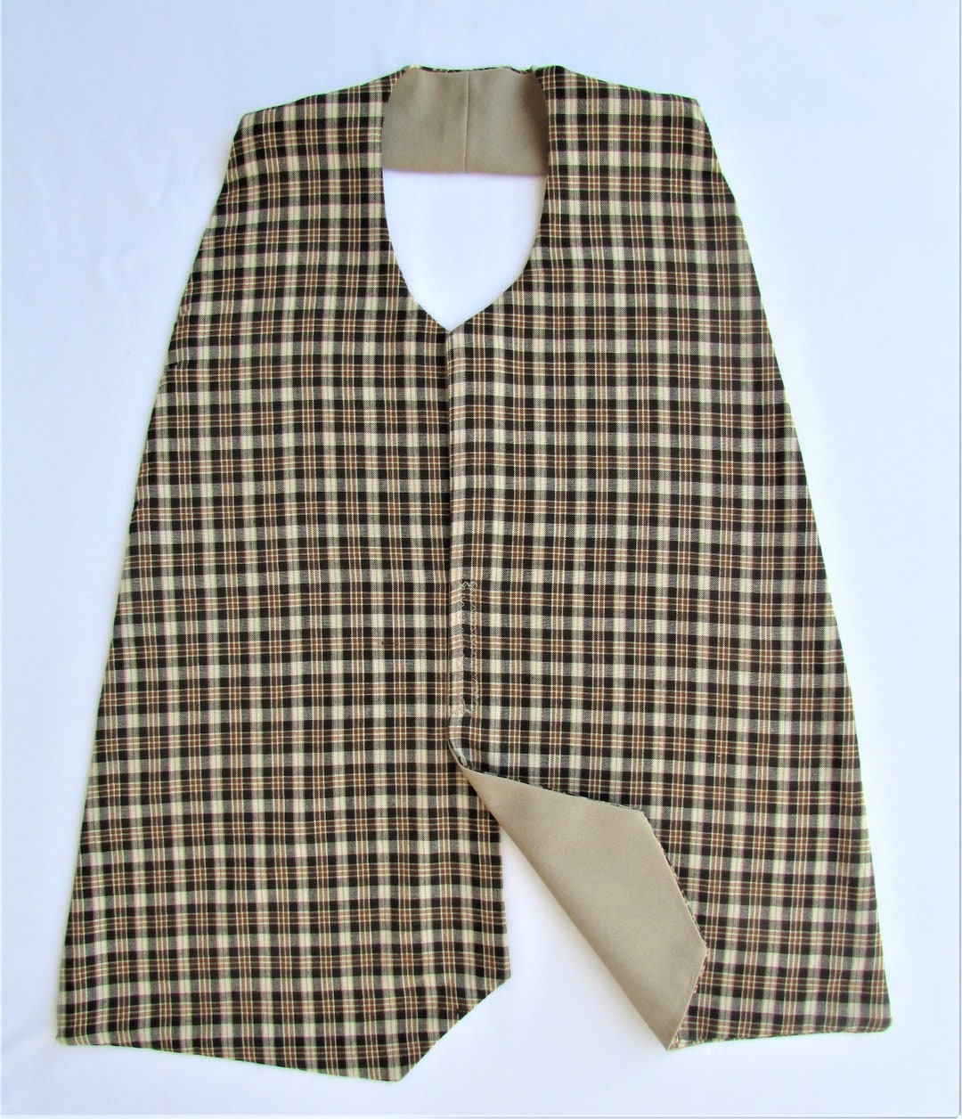 Adult Bib, Adult Dining Vest, Brown Plaid Bib, Gentleman's Dining Vest ...