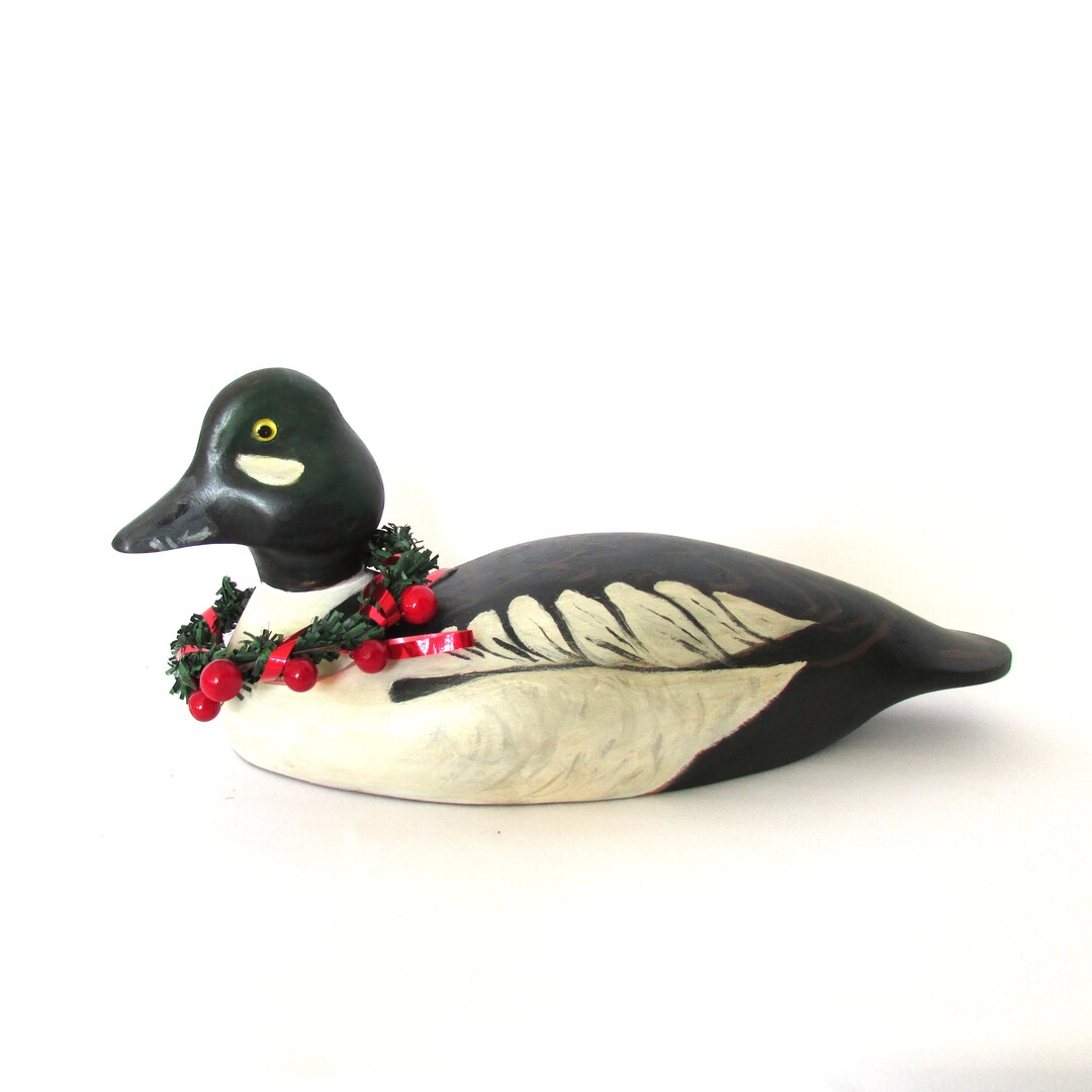 Duck Decoy, Gift for Men, Goldeneye Duck Decoy, Carved Wood Decoy ...