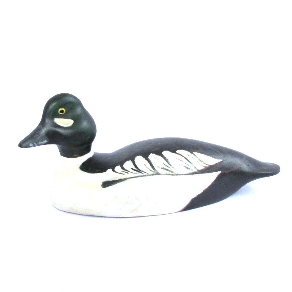Duck Decoy, Gift for Men, Goldeneye Duck Decoy, Carved Wood Decoy ...