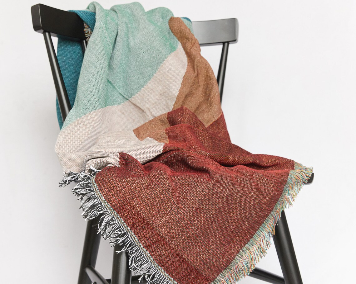 Wave Colourful Scandi Woven Throw Blanket Picnic Blanket - Etsy UK