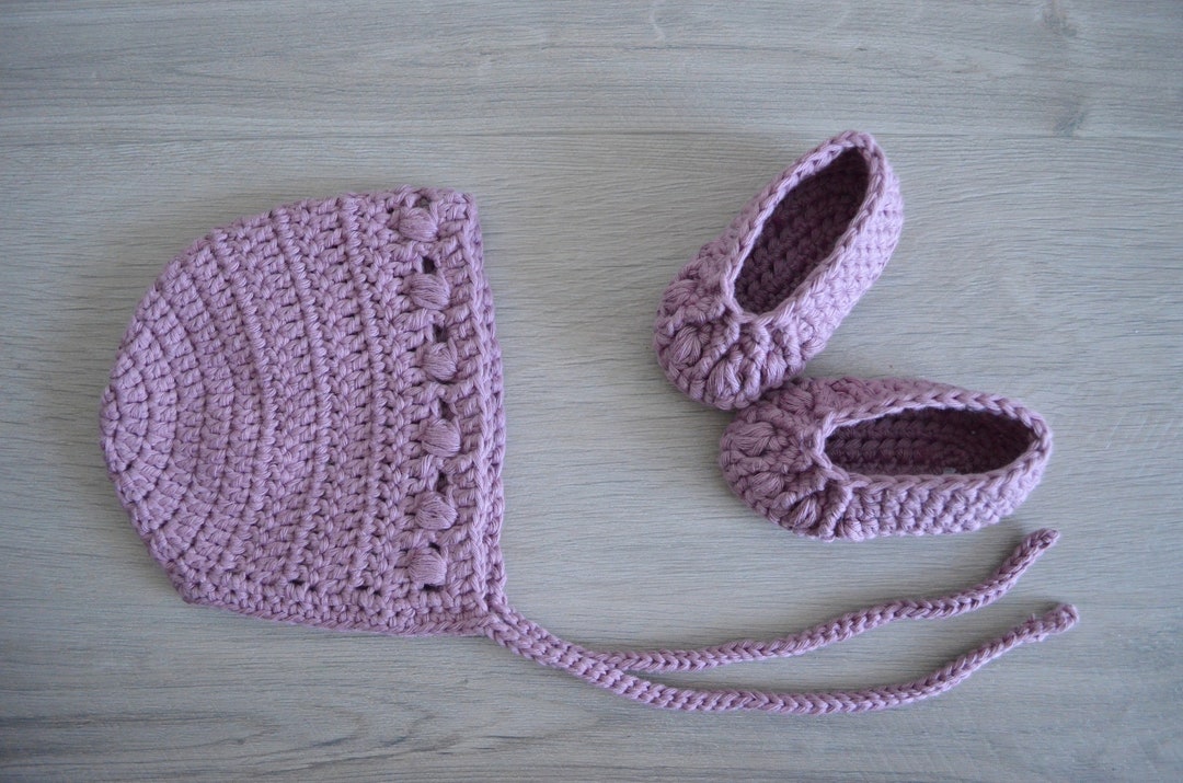 MIA BUNDLE, Crochet Baby Bonnet and Shoes PATTERN, Crochet Mia Baby ...