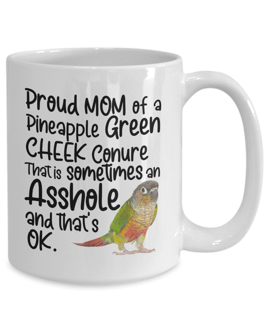 Funny Pineapple Green Cheek Conure Mom Mug - Parrot Lover Gift - Etsy UK