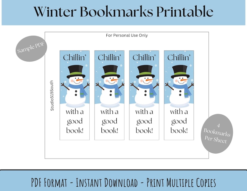 Winter Bookmarks Printable | Snowman Holiday Reading Bookmarks ...