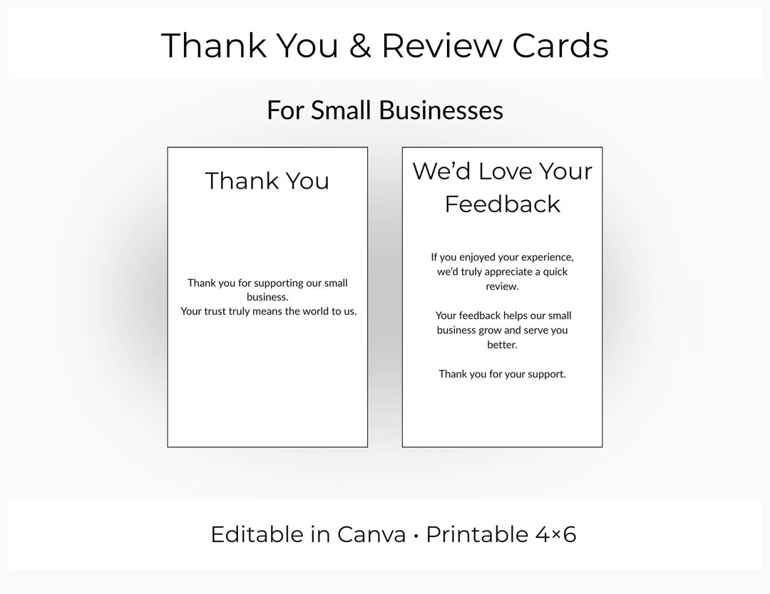 Small Business Thank You & Review Request Cards | Order Insert ...