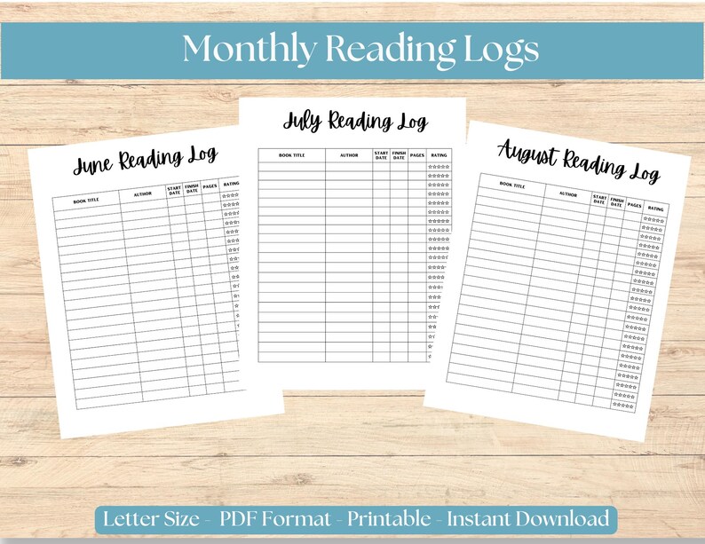 Summer Reading Tracker Bundle, Printable Challenge Log (digital ...