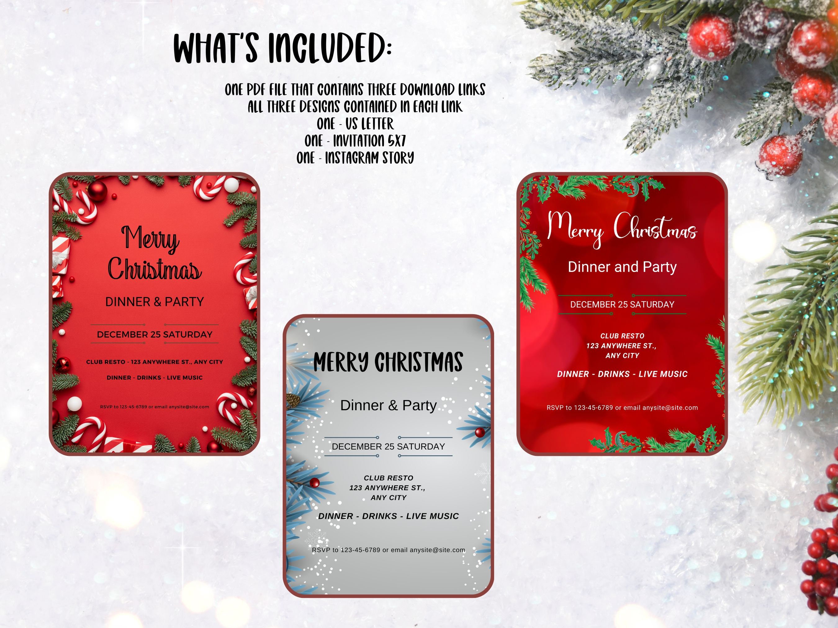 Christmas Party Invitation Editable Template - Printable Holiday Party ...