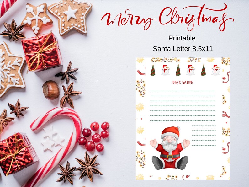 Dear Santa Printable Letter and Envelopes Instant Download, Blank Dear ...
