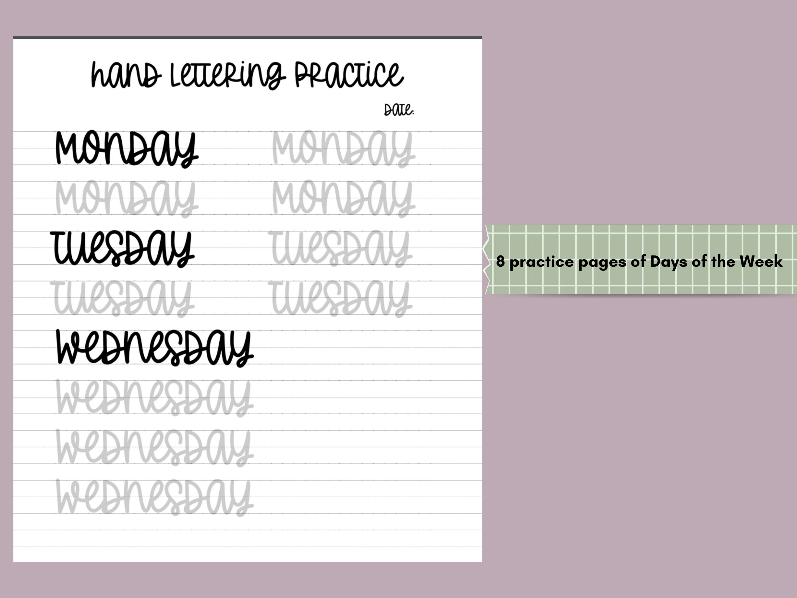 Hand Lettering Worksheets, Hand Lettering Workbook, Practice Lettering ...