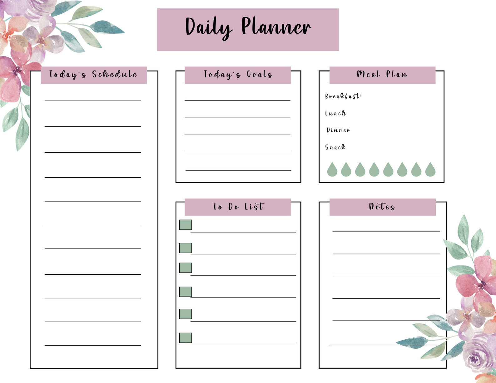 Printable Planner Daily Weekly Monthly Yearly, Download Printable ...