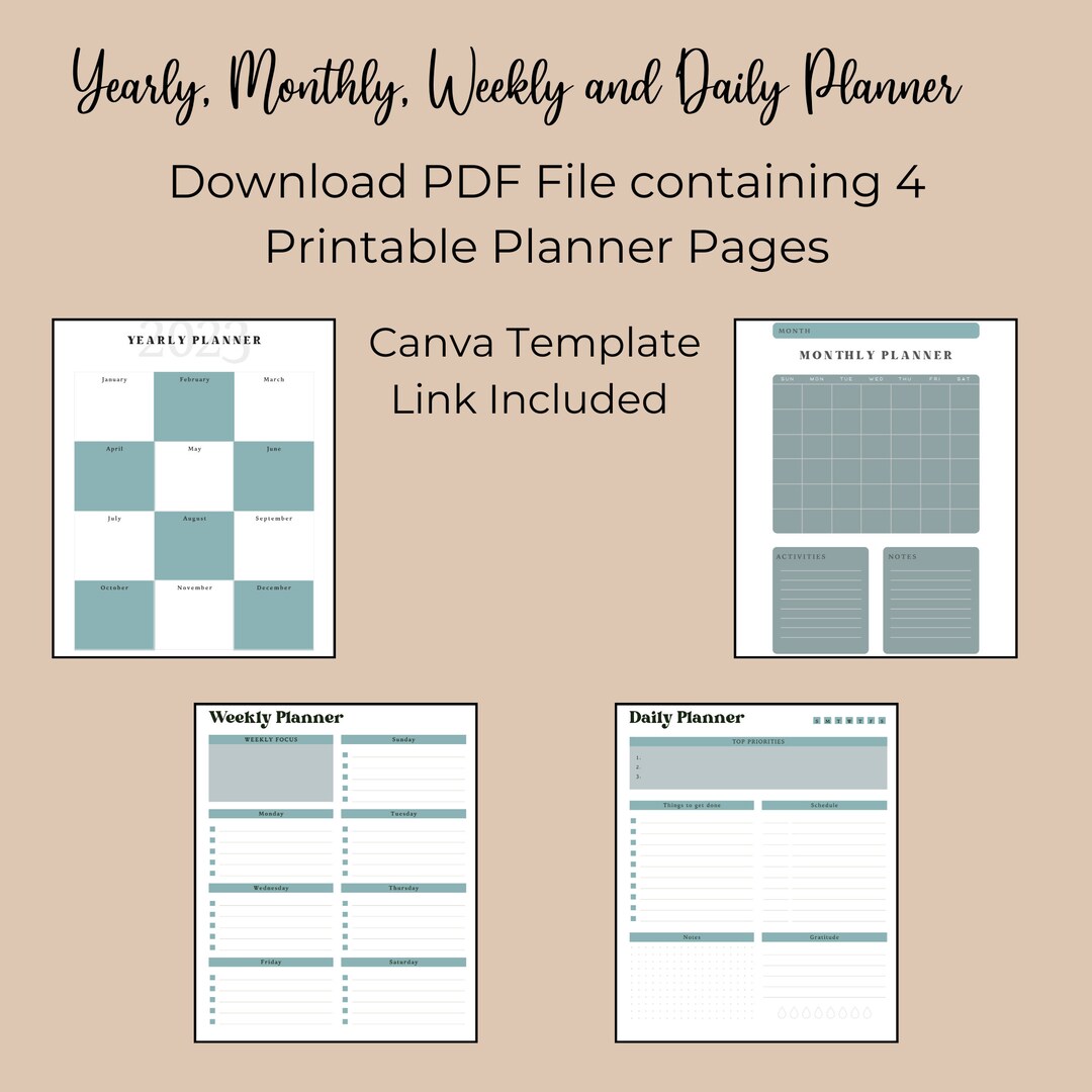 Planner Template and Printable File. Minimalist Editable Planner, Daily ...
