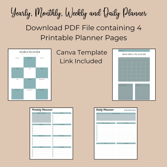 Planner Template and Printable File. Minimalist Editable - Etsy