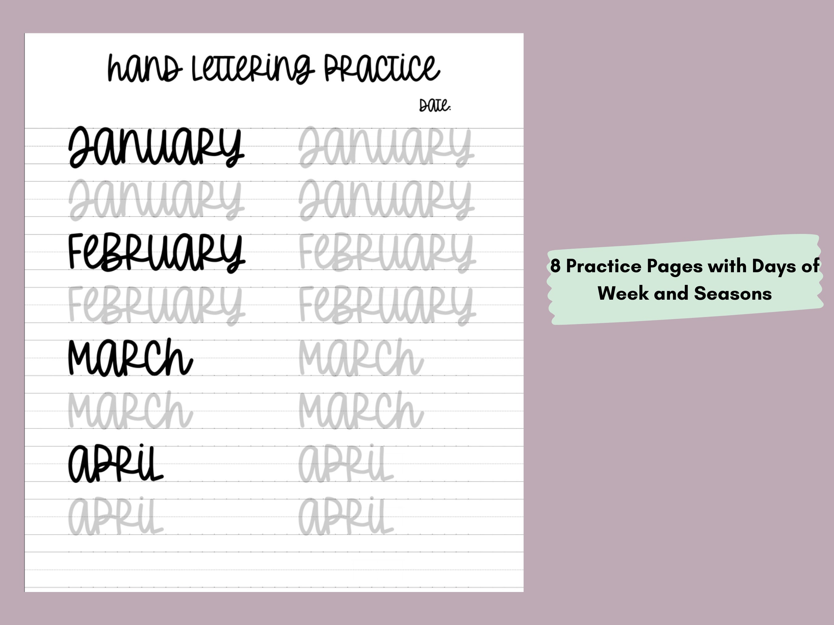 Hand Lettering Worksheets, Hand Lettering Workbook, Practice Lettering ...